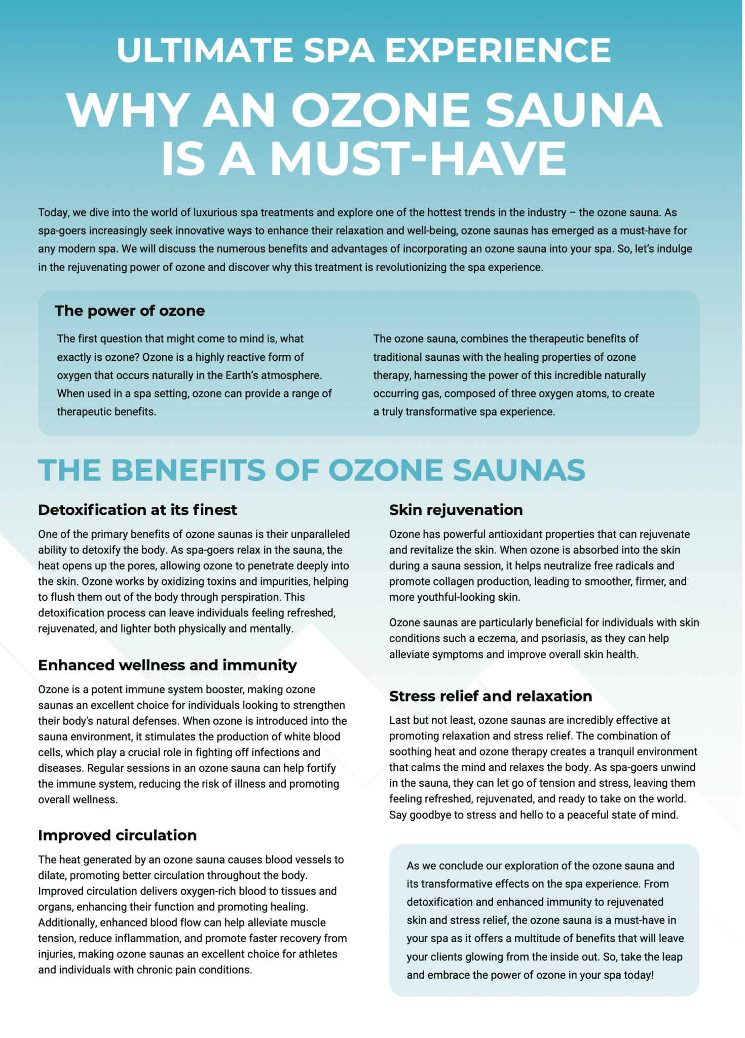 Why an Ozone Sauna is a Must-Have - Salvagente
